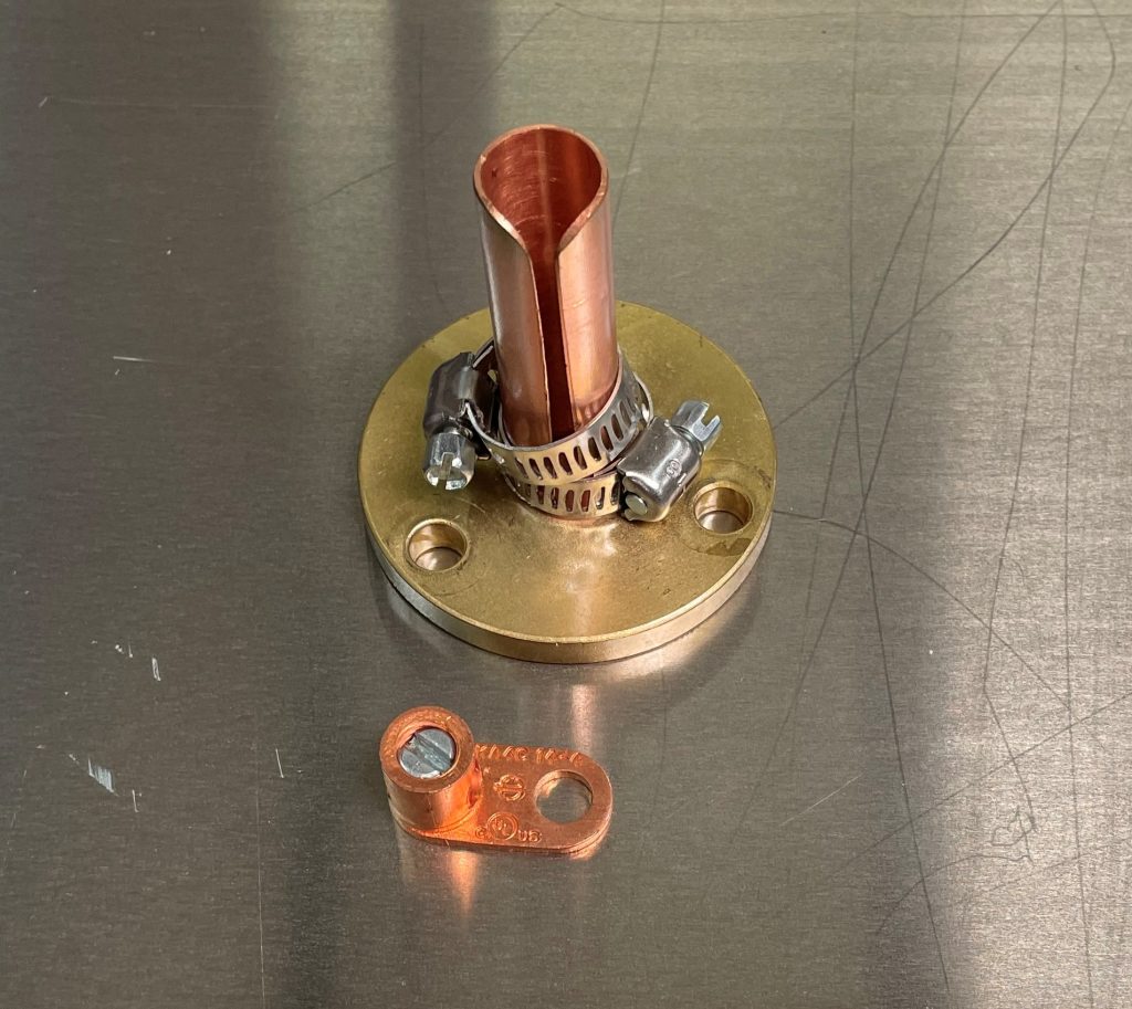 Cable Termination Clamp to connect foam transmission line to RF network